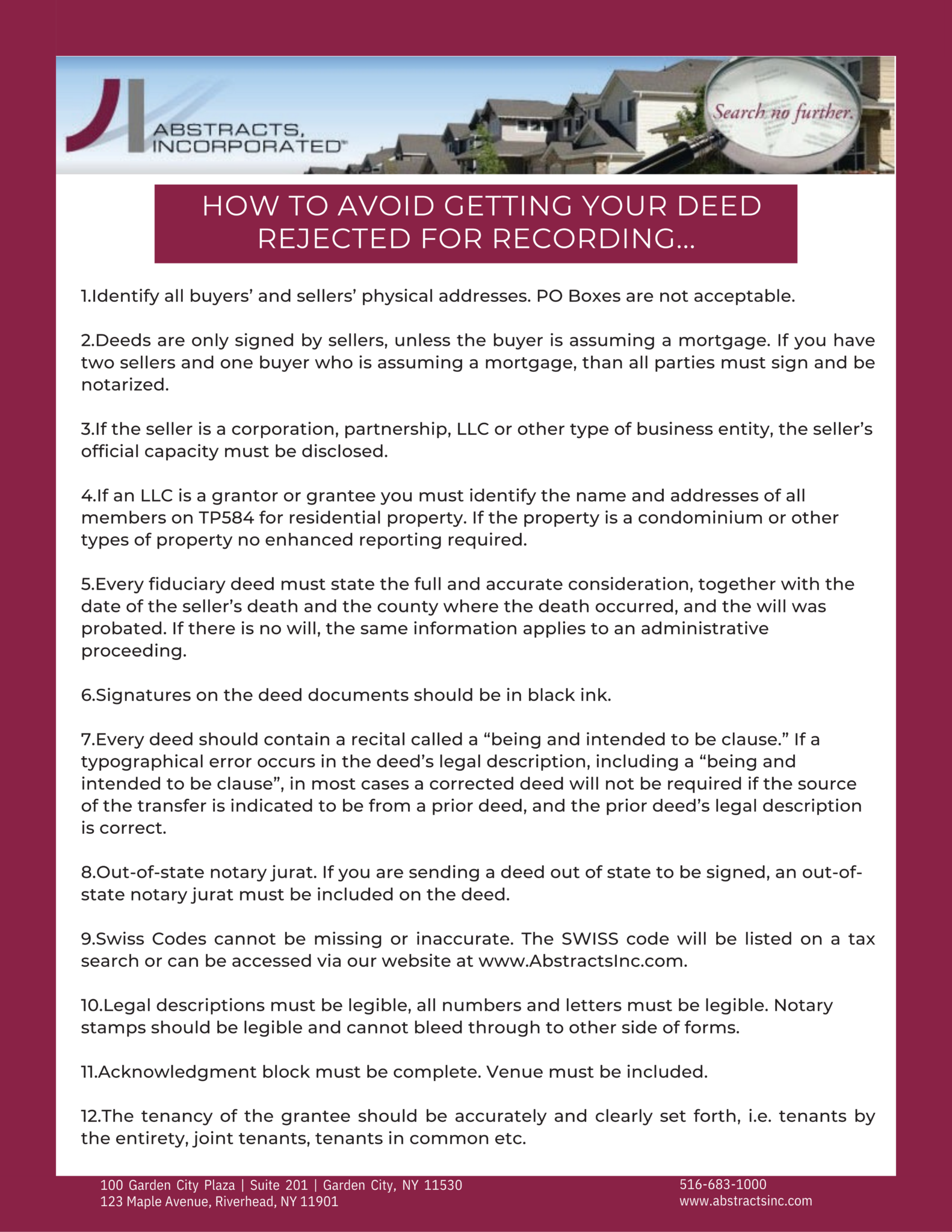 HOW TO AVOID GETTING YOUR DEED REJECTED FOR RECORDING – Abstracts ...